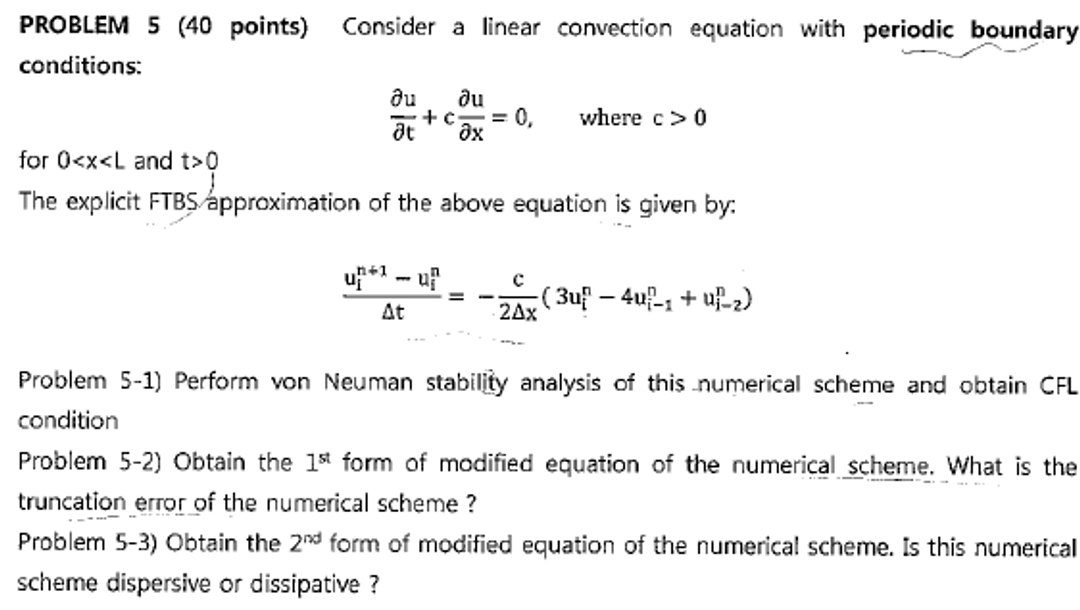 Au Problem 5 40 Points Consider A Linear Convection