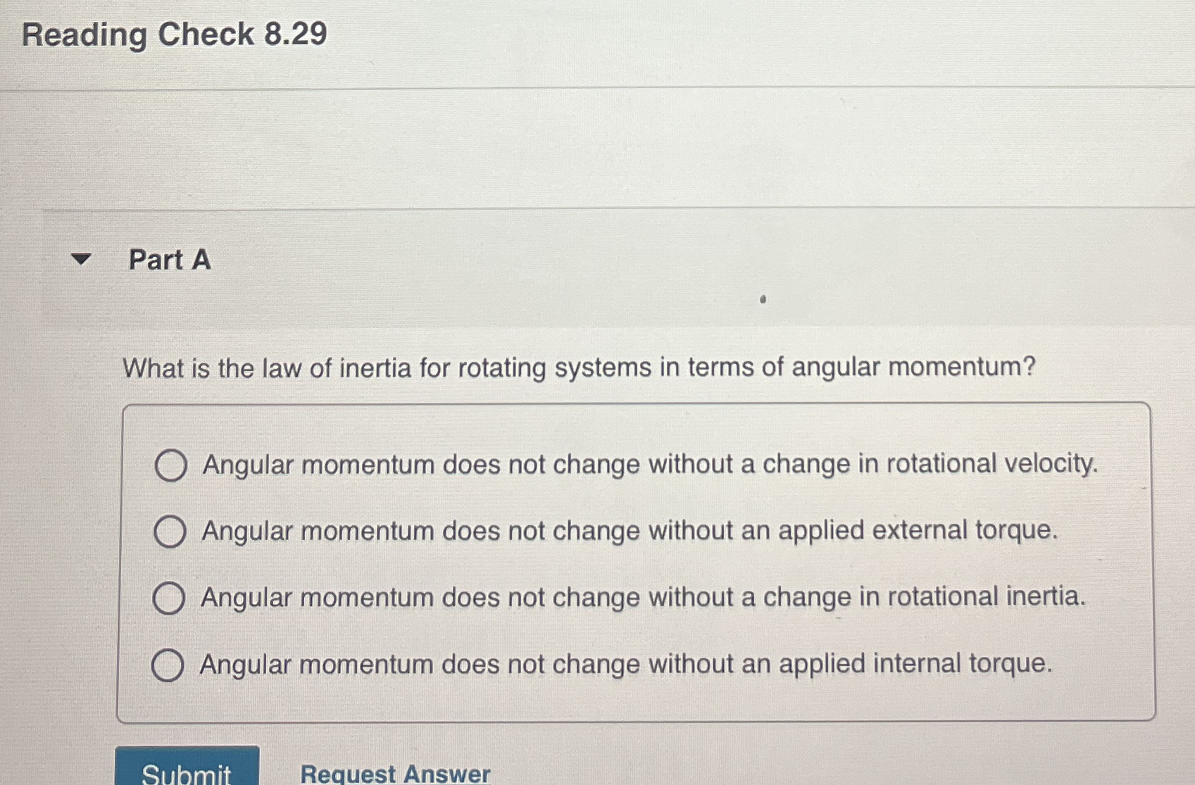 Solved Reading Check 8.29Part AWhat is the law of inertia | Chegg.com