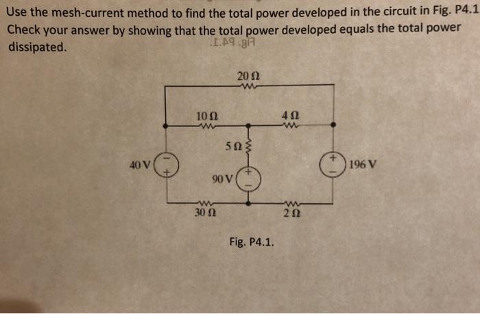 Solved Use the mesh-current method to find the total power | Chegg.com