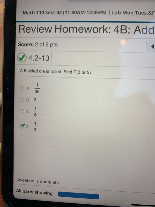 Solved Math 110 Sect 02 (11:30AM-12:45PM | Lab-Mon,Tues,&F | Chegg.com