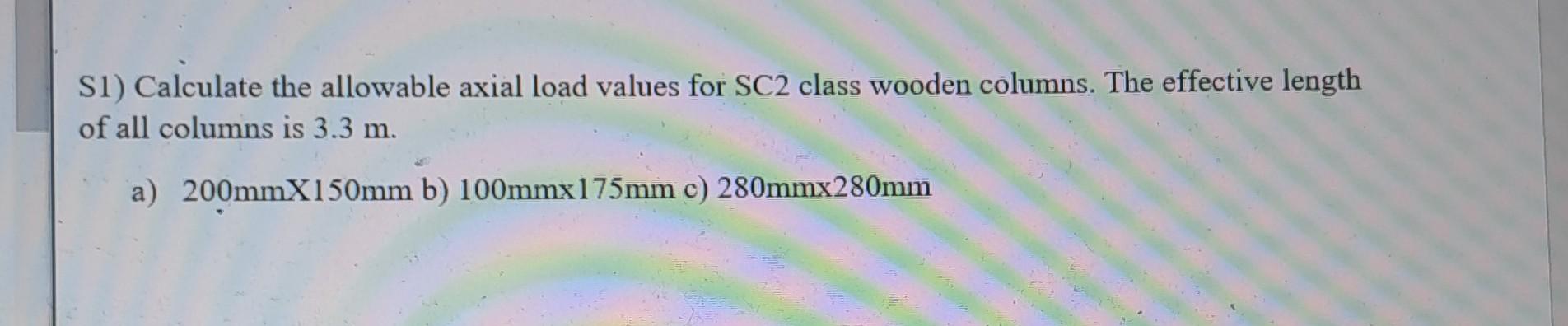 Solved S1) Calculate the allowable axial load values for SC2 | Chegg.com