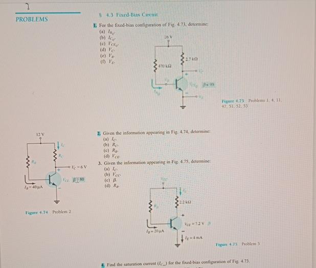 Problems5 43 ﻿fixed Bias Circuitfor The Fixed Bias