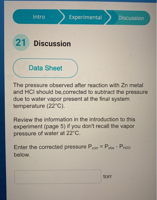 Solved Intro Intro Experimental Experimental Discussion | Chegg.com