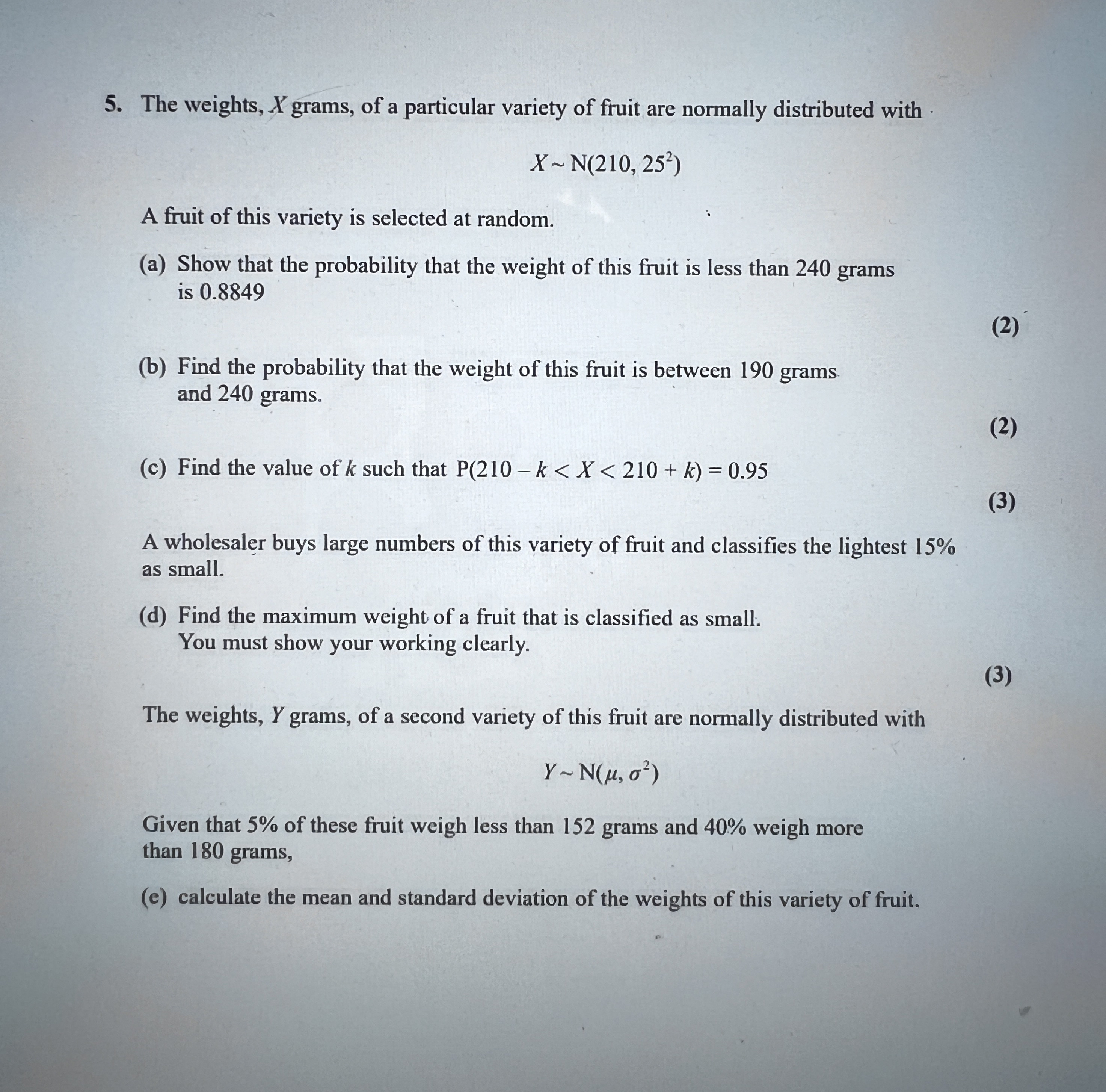 Solved The weights, x ﻿grams, of a particular variety of | Chegg.com