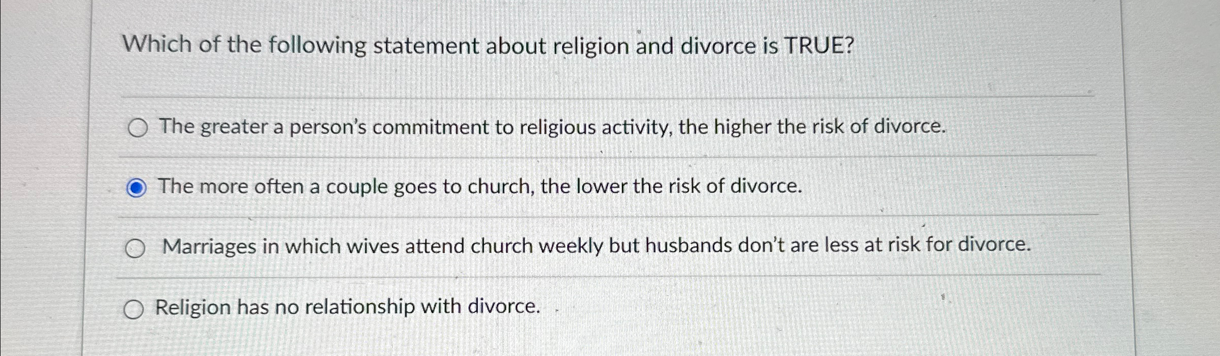 Solved Which of the following statement about religion and | Chegg.com