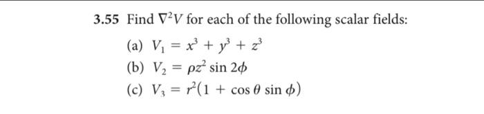 Solved 3.55 Find V2V for each of the following scalar | Chegg.com