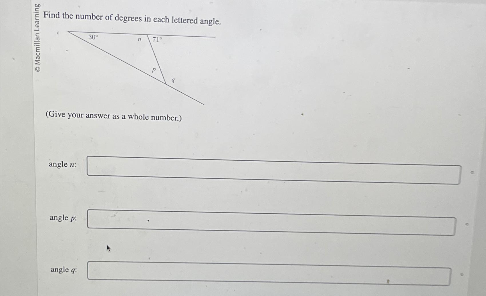 Solved Find the number of degrees in each lettered | Chegg.com