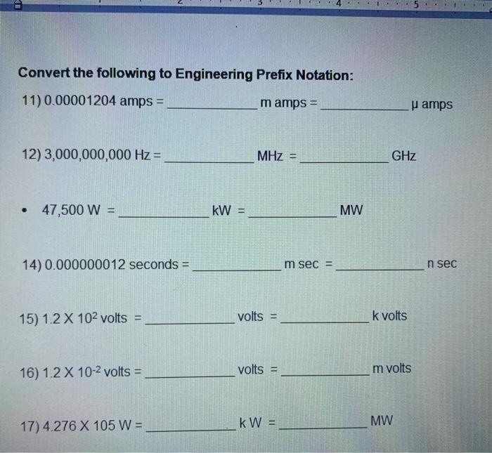 Solved Convert the following to Engineering Prefix Notation: | Chegg.com