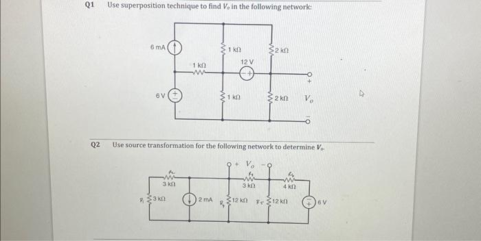 Solved Q1 Use superposition technique to find V0 in the | Chegg.com