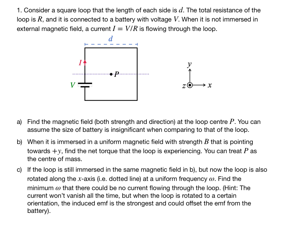 Solved Consider a square loop that the length of each side | Chegg.com