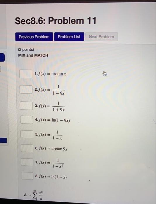Solved Sec8.6: Problem 3 Previous Problem Problem List Next, | Chegg.com