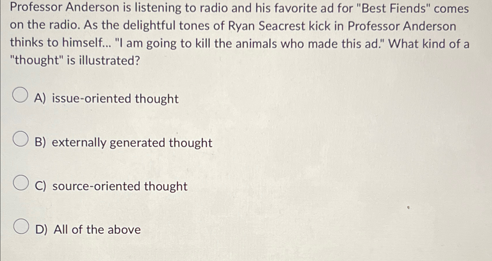 Solved Professor Anderson is listening to radio and his | Chegg.com