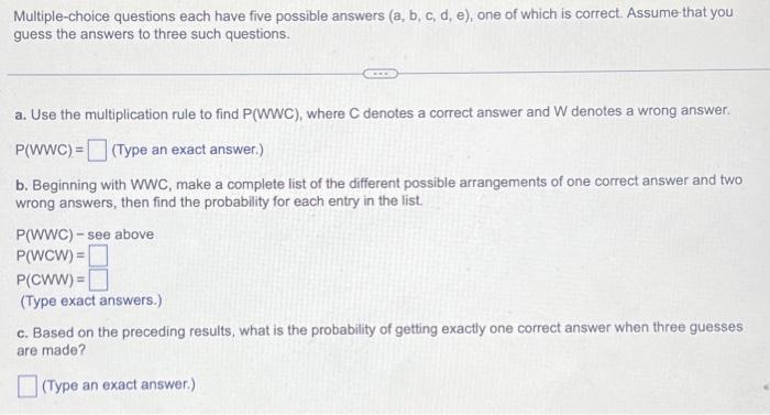 Solved Multiple-choice questions each have five possible | Chegg.com