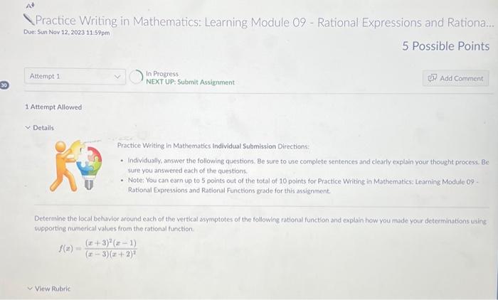 Solved VPractice Writing in Mathematics: Learning Module 09 | Chegg.com