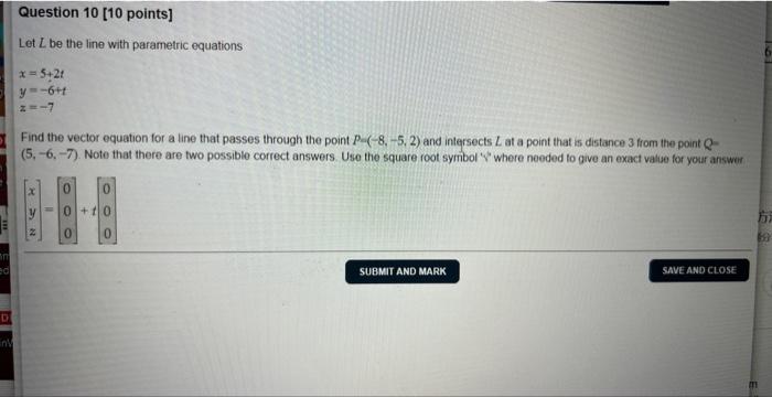 Solved Let L be the line with parametric equations | Chegg.com