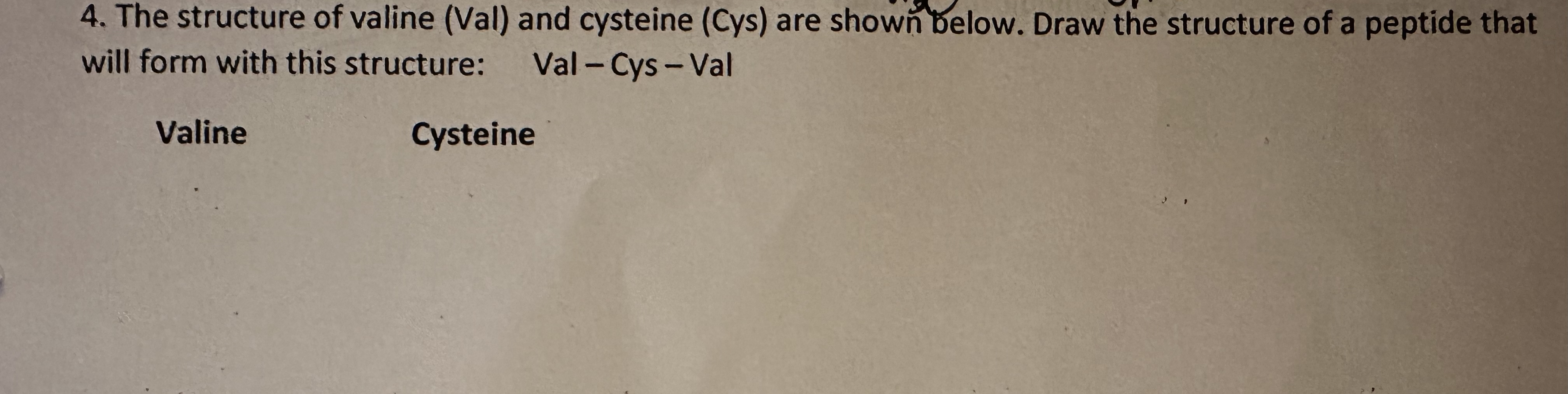 The structure of valine (Val) ﻿and cysteine (Cys) | Chegg.com