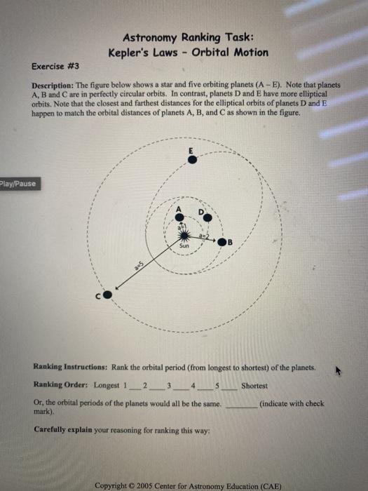 Solved Astronomy Ranking Task: Kepler's Laws - Orbital | Chegg.com