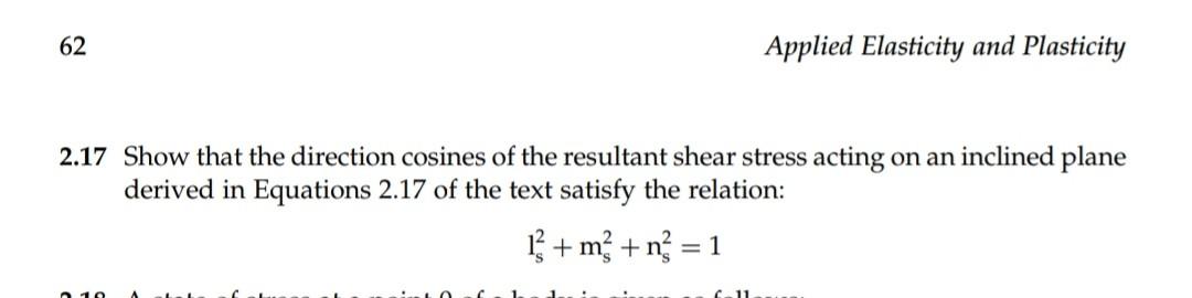 Solved Applied Elasticity and Plasticity 2.17 Show that the | Chegg.com