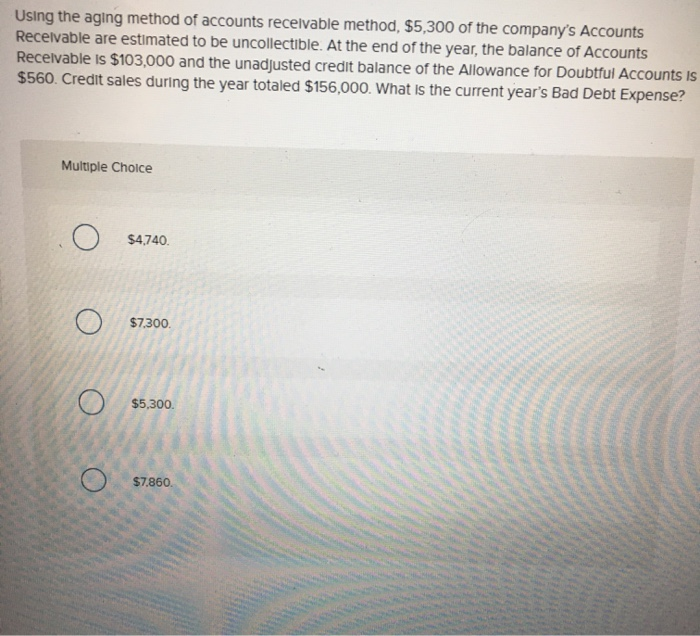 Solved Using the aging method of accounts receivable method, | Chegg.com
