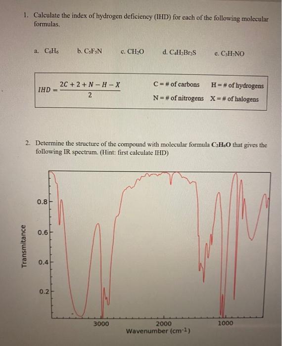 Solved 1. Calculate the index of hydrogen deficiency (IHD) | Chegg.com