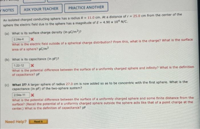 Solved An isolated charged conducting sphere has a radius | Chegg.com