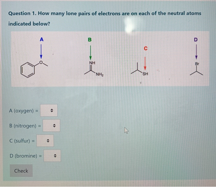 Solved Question 1. How many lone pairs of electrons are on | Chegg.com