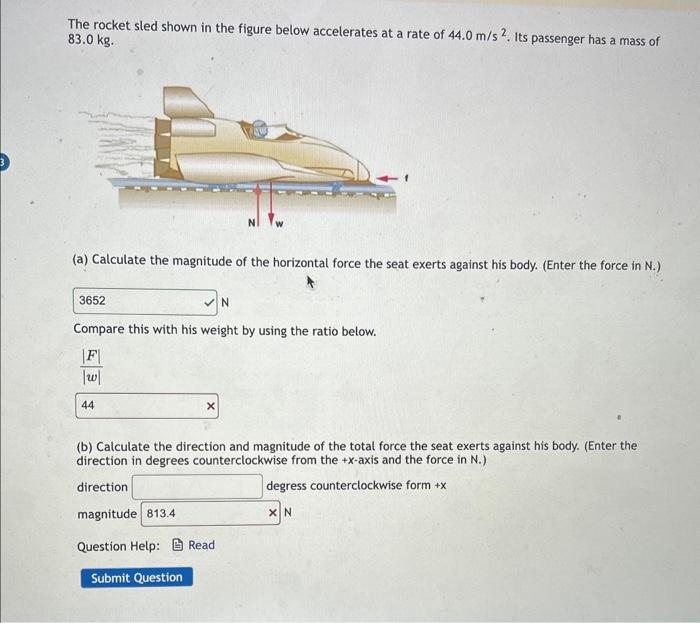 Solved The rocket sled shown in the figure below accelerates | Chegg.com