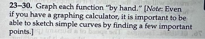 Solved 23-30. Graph each function "by hand." [Note: Even if | Chegg.com