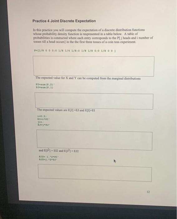 Solved Practice 4 Joint Discrete Expectation In This