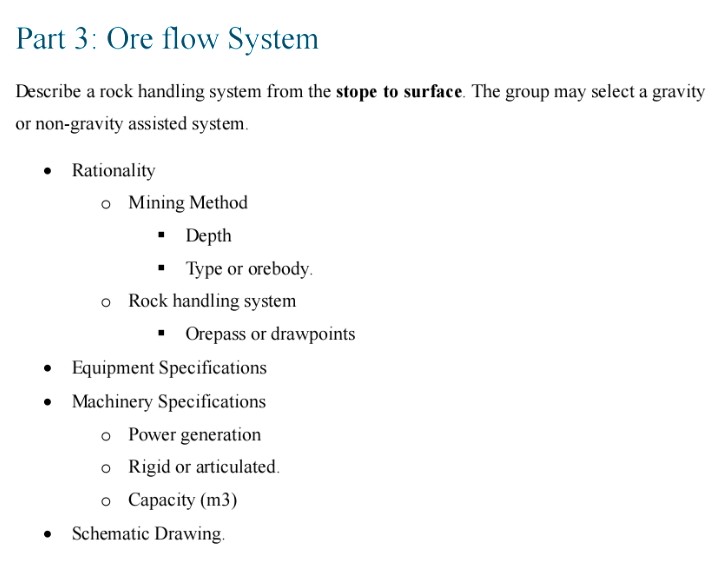 Solved Part 3: Ore flow SystemDescribe a rock handling | Chegg.com