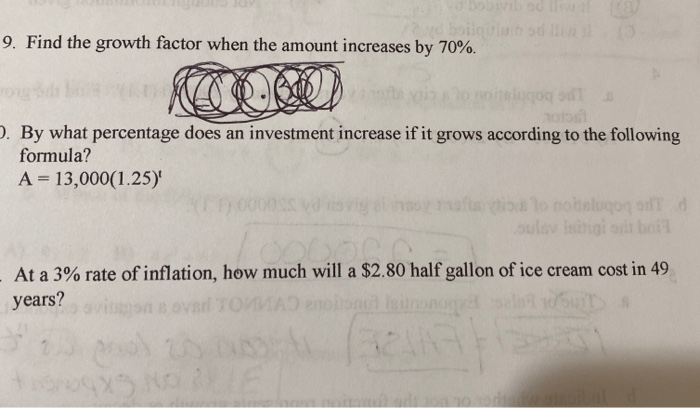 Solved 9. Find the growth factor when the amount increases | Chegg.com