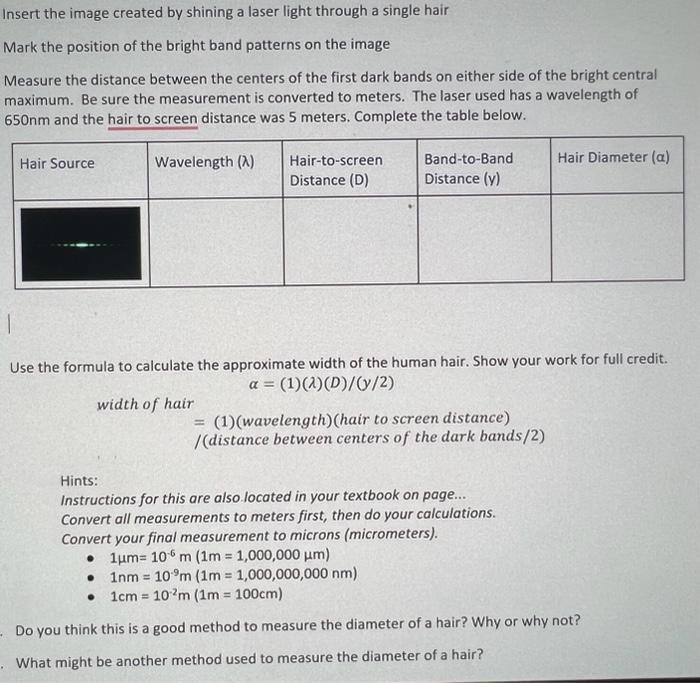 Solved Insert the image created by shining a laser light | Chegg.com
