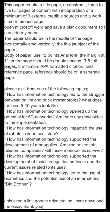 Solved This Paper Require A Title Page No Abstract Three Chegg