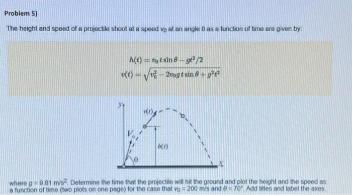 Solved Problem 5) The height and speed of a projectile shoot | Chegg.com