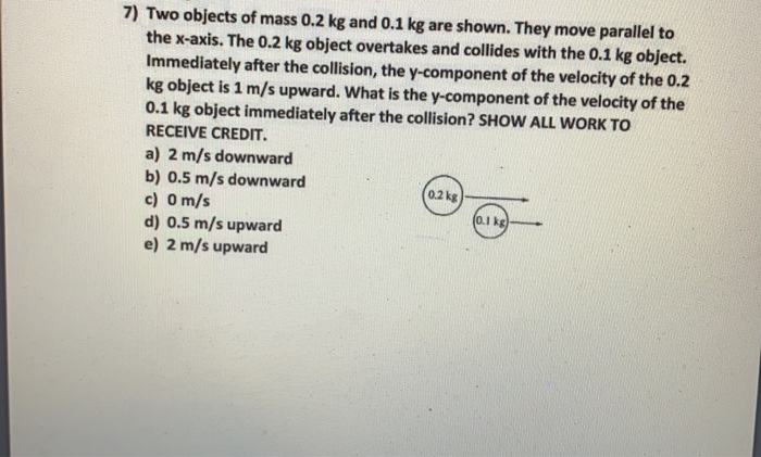 Solved 7) Two objects of mass 0.2 kg and 0.1 kg are shown. | Chegg.com