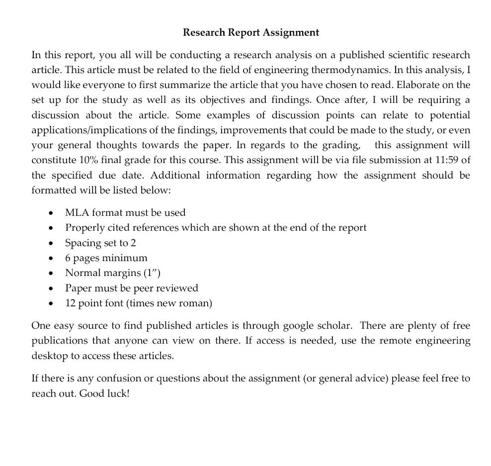 Solved Research Report Assignment In this report, you all | Chegg.com