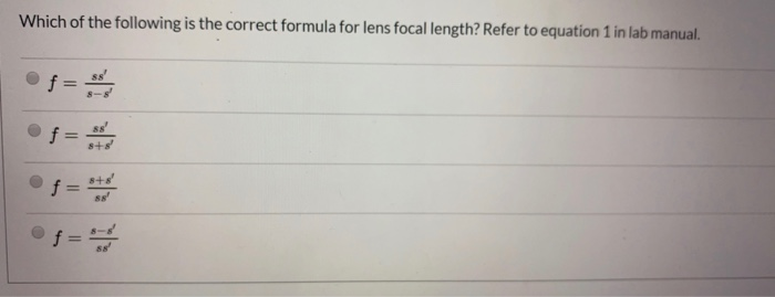 Solved The image formation equation + Which of the | Chegg.com