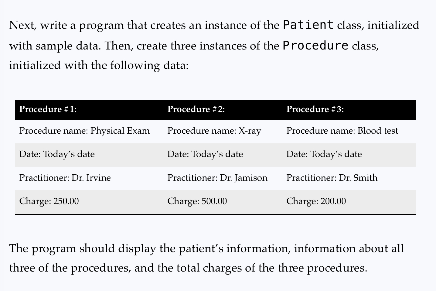 Solved Write a class named Patient that has attributes for | Chegg.com
