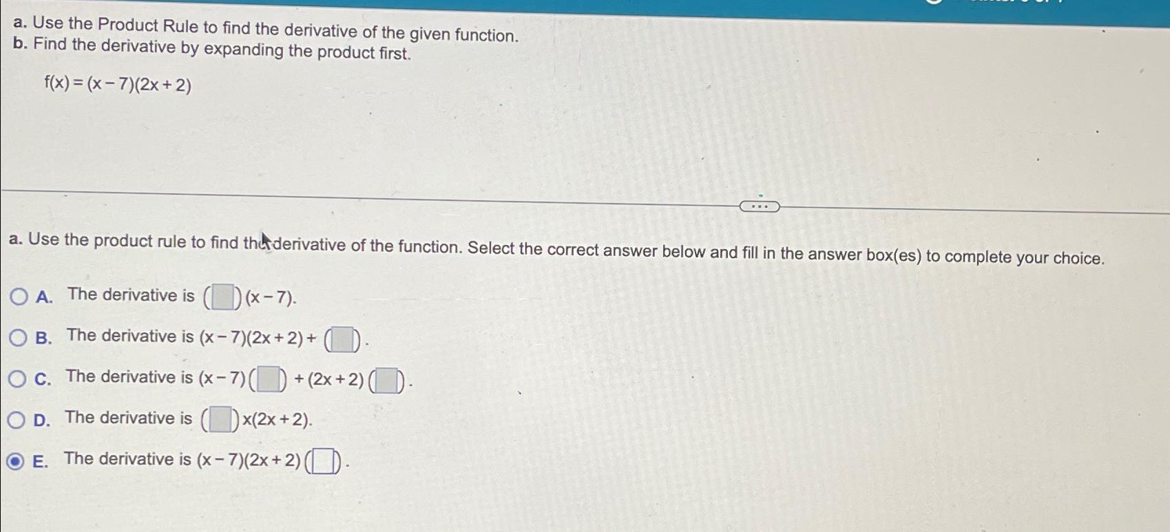 Solved a. ﻿Use the Product Rule to find the derivative of | Chegg.com