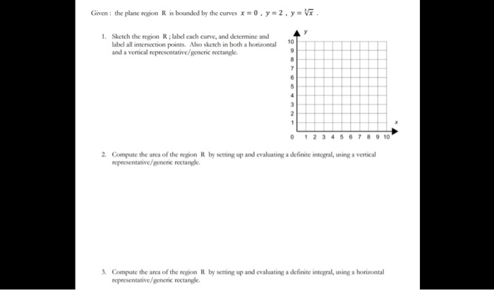 Solved Sketch the region R; label each curve, and determine | Chegg.com