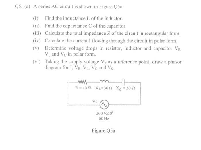 Solved Q5. (a) A series AC circuit is shown in Figure Q5a. | Chegg.com