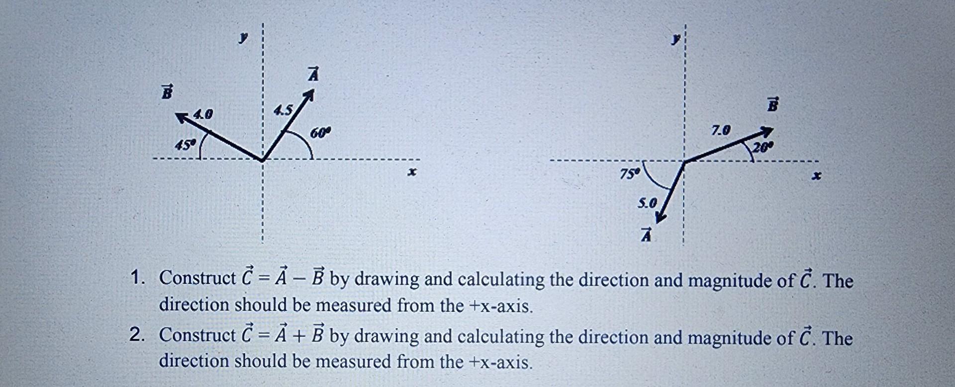 Solved 1. Construct C=A−B by drawing and calculating the | Chegg.com