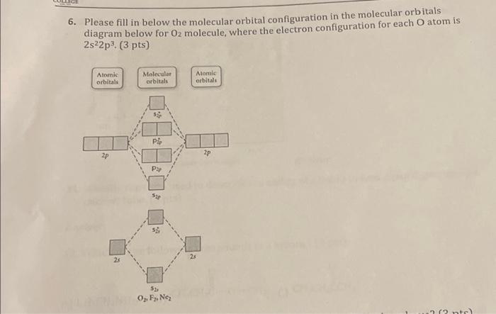 Solved Please fill in below the molecular orbital | Chegg.com