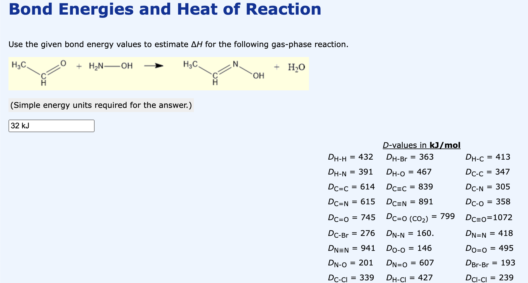 Solved Bond Energies and Heat of ReactionUse the given bond | Chegg.com