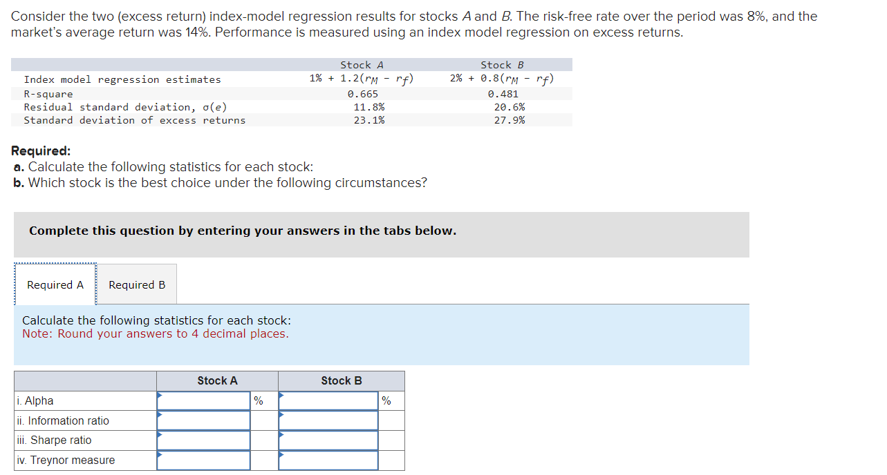Solved Consider the two (excess return) ﻿index-model | Chegg.com