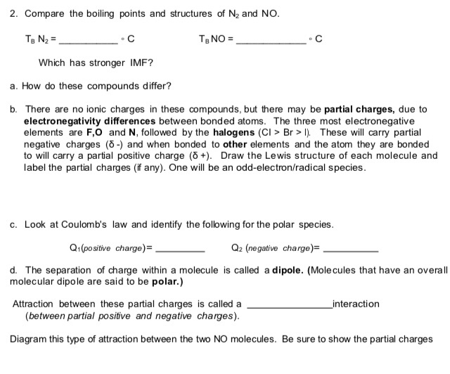 Solved 2. Compare the boiling points and structures of N, | Chegg.com