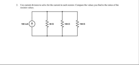 Solved Use current division to solve for the current in each | Chegg.com