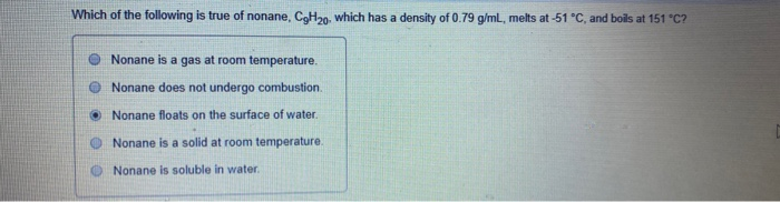 Solved Which of the following is true of nonane, CH20, which | Chegg.com