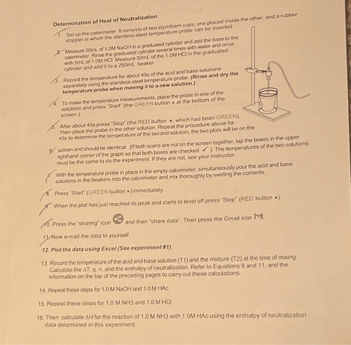 Solved EXPERIMENT \#10: Thermochemistry (Determination of | Chegg.com