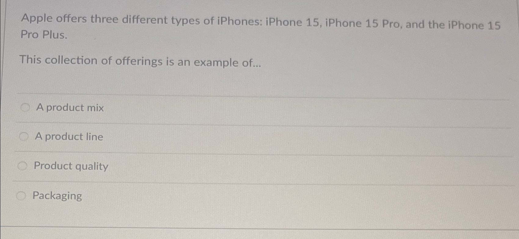 Solved Apple offers three different types of iPhones: iPhone | Chegg.com